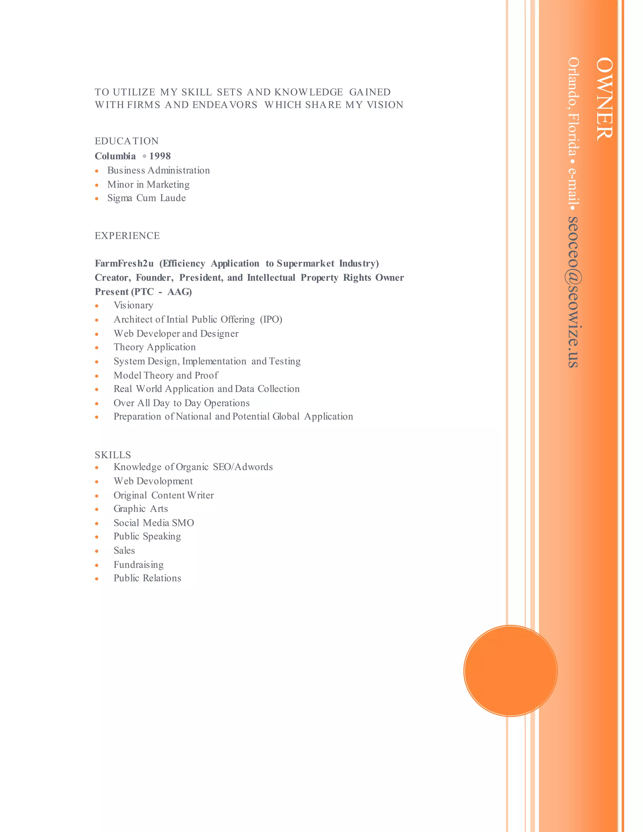 John C Henry Resume (Oriel theme) | DOCX | Business | Business and Finance