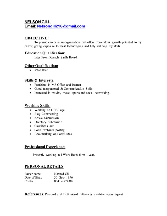 Nelson Gill CV | DOCX