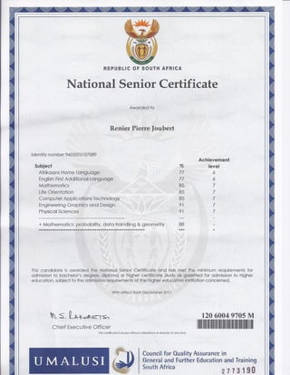 Matric Certificate | PDF