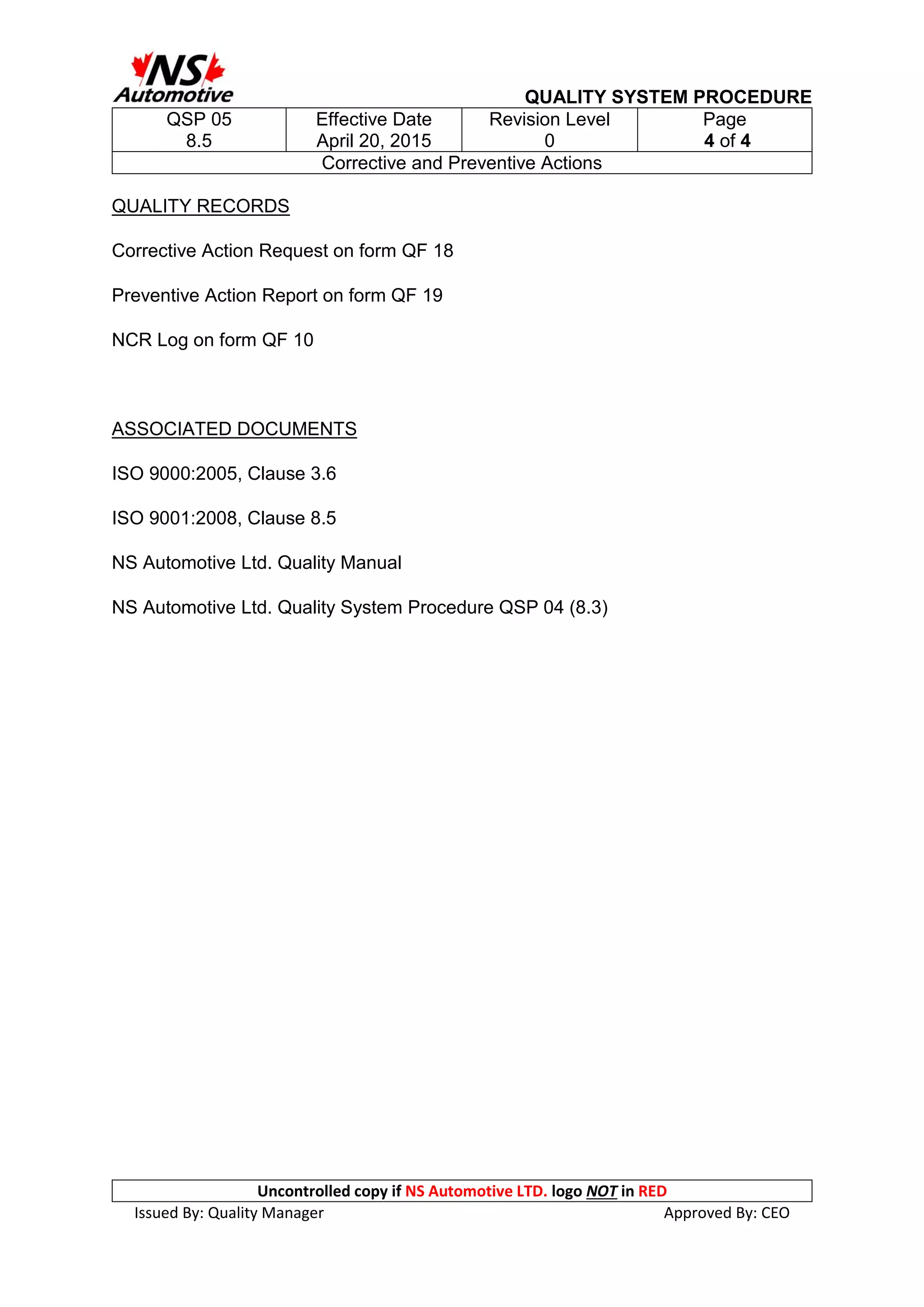 NS Automotive QSP | PDF