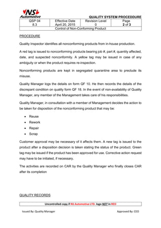 NS Automotive QSP | PDF