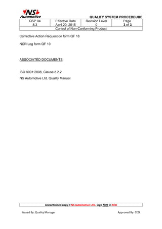 NS Automotive QSP | PDF