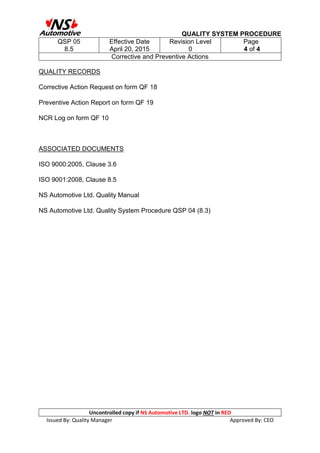 NS Automotive QSP | PDF