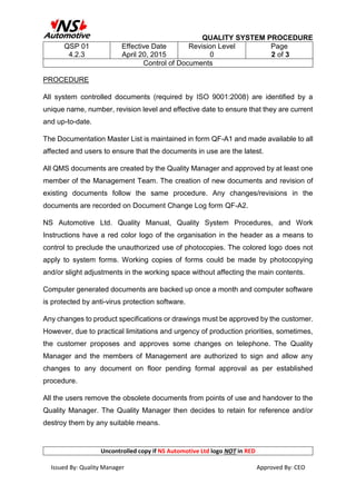 NS Automotive QSP | PDF