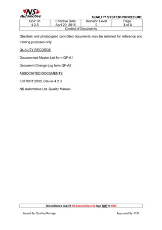 NS Automotive QSP | PDF