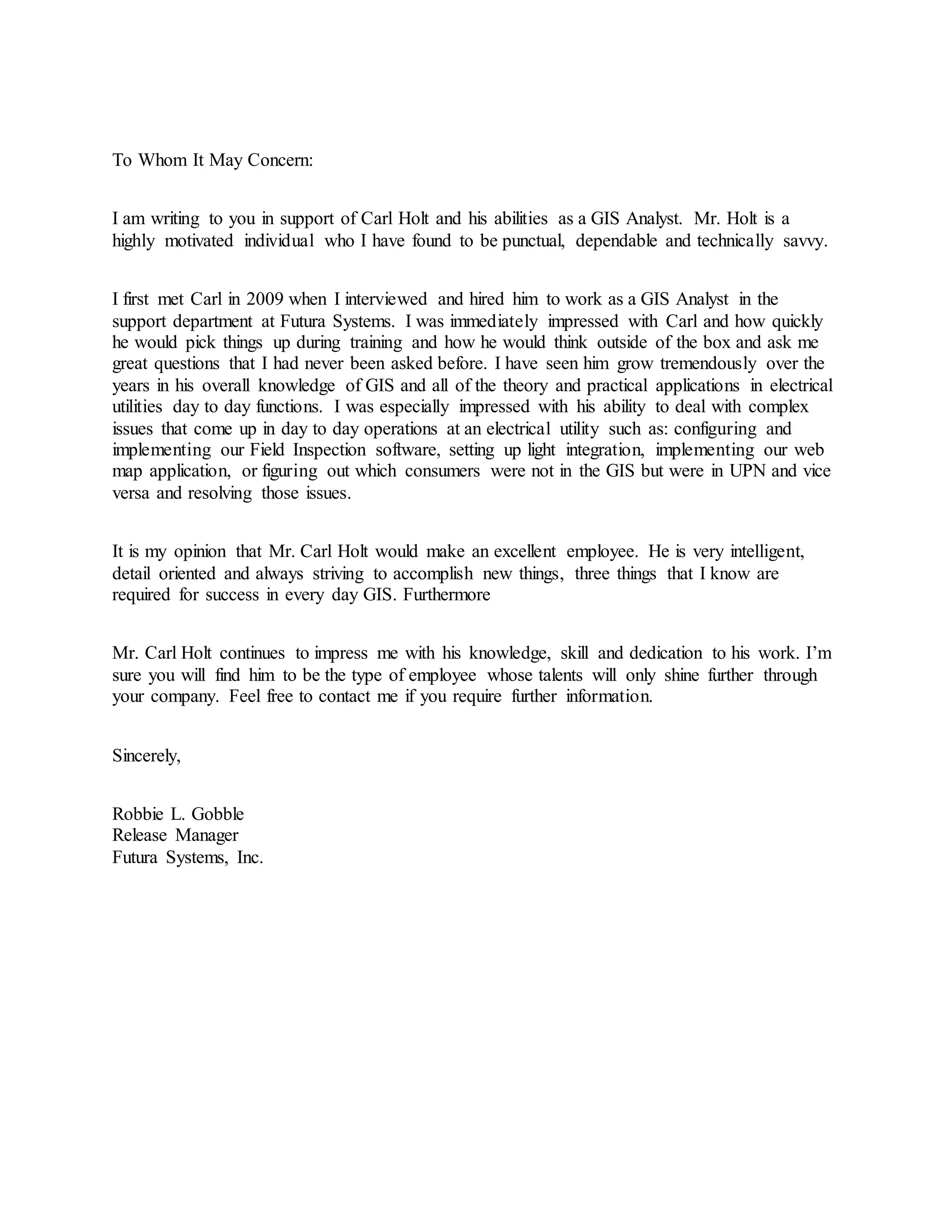 Robbe Gobble Recommendation Letter | DOCX