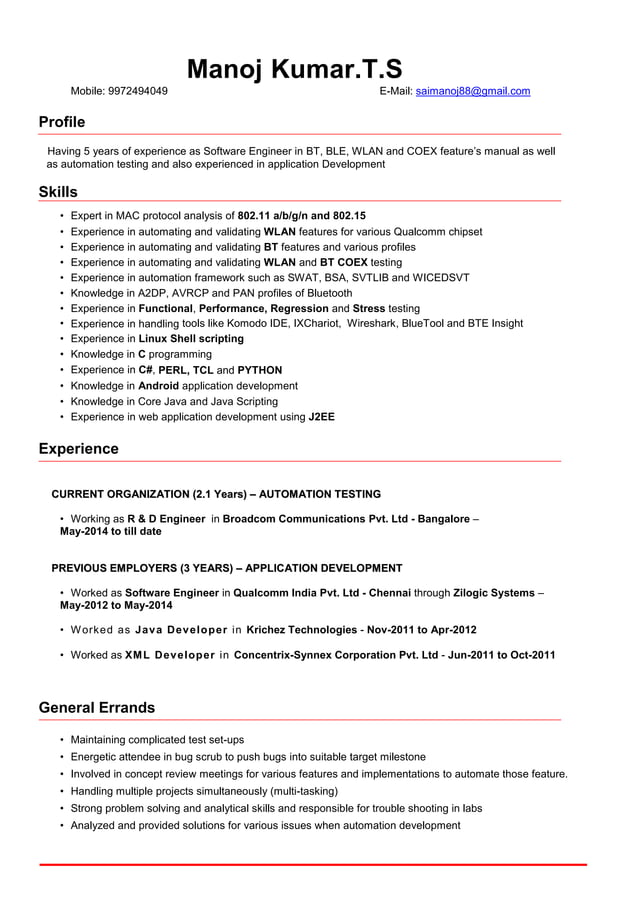 Manoj_Resume | PDF