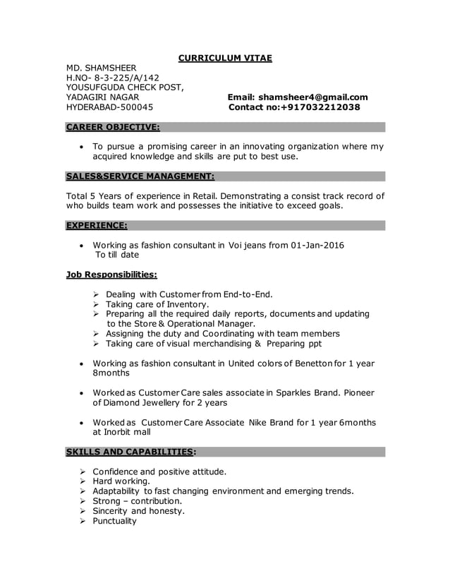 resume shamsheer | DOCX | Business | Business and Finance