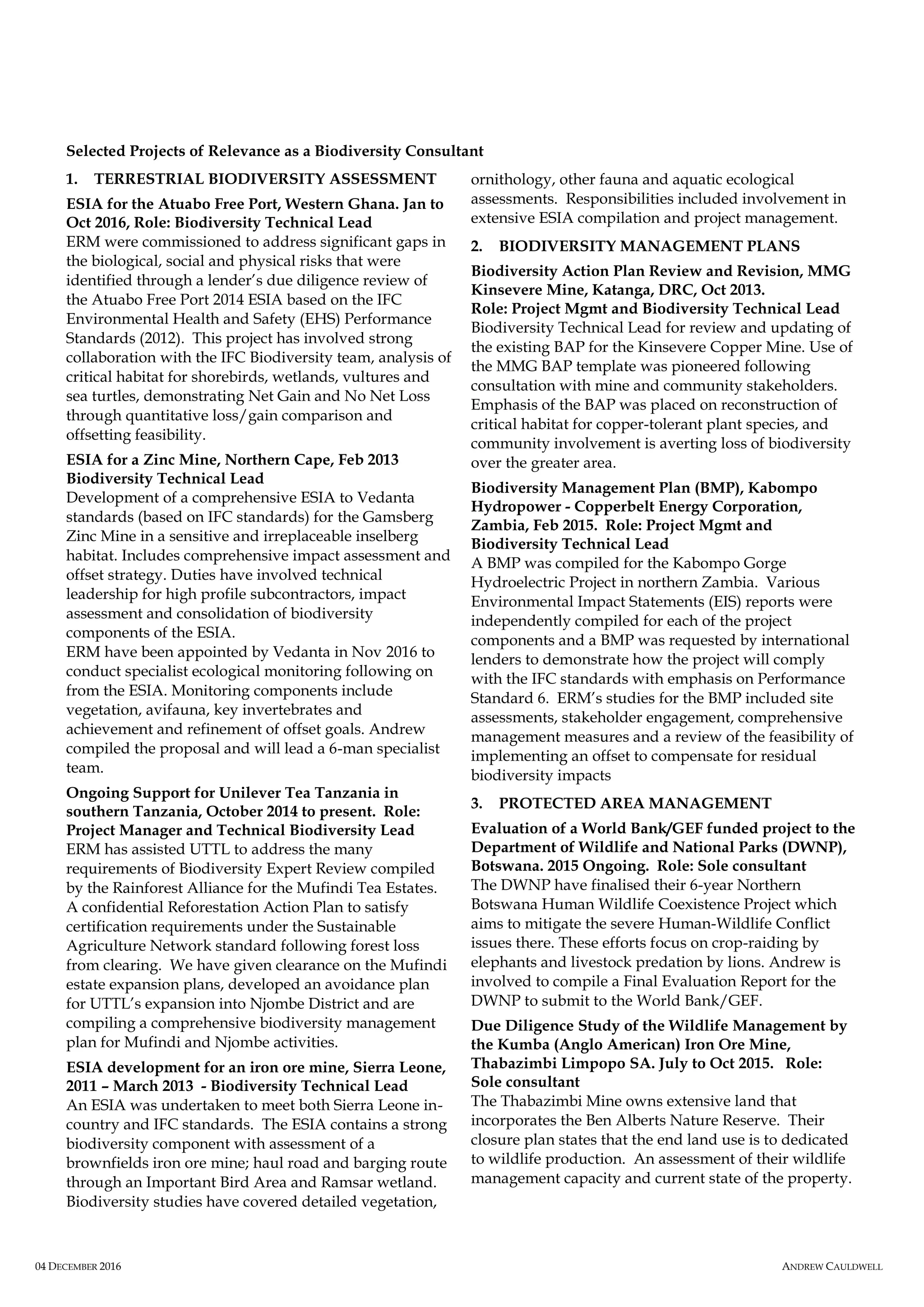 CV Andrew Cauldwell (Nov 2016) | PDF