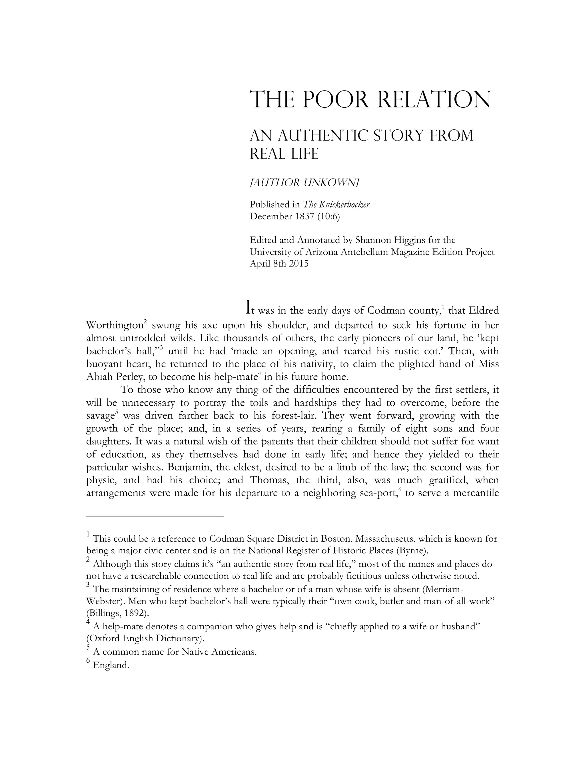 The Poor Relation | PDF