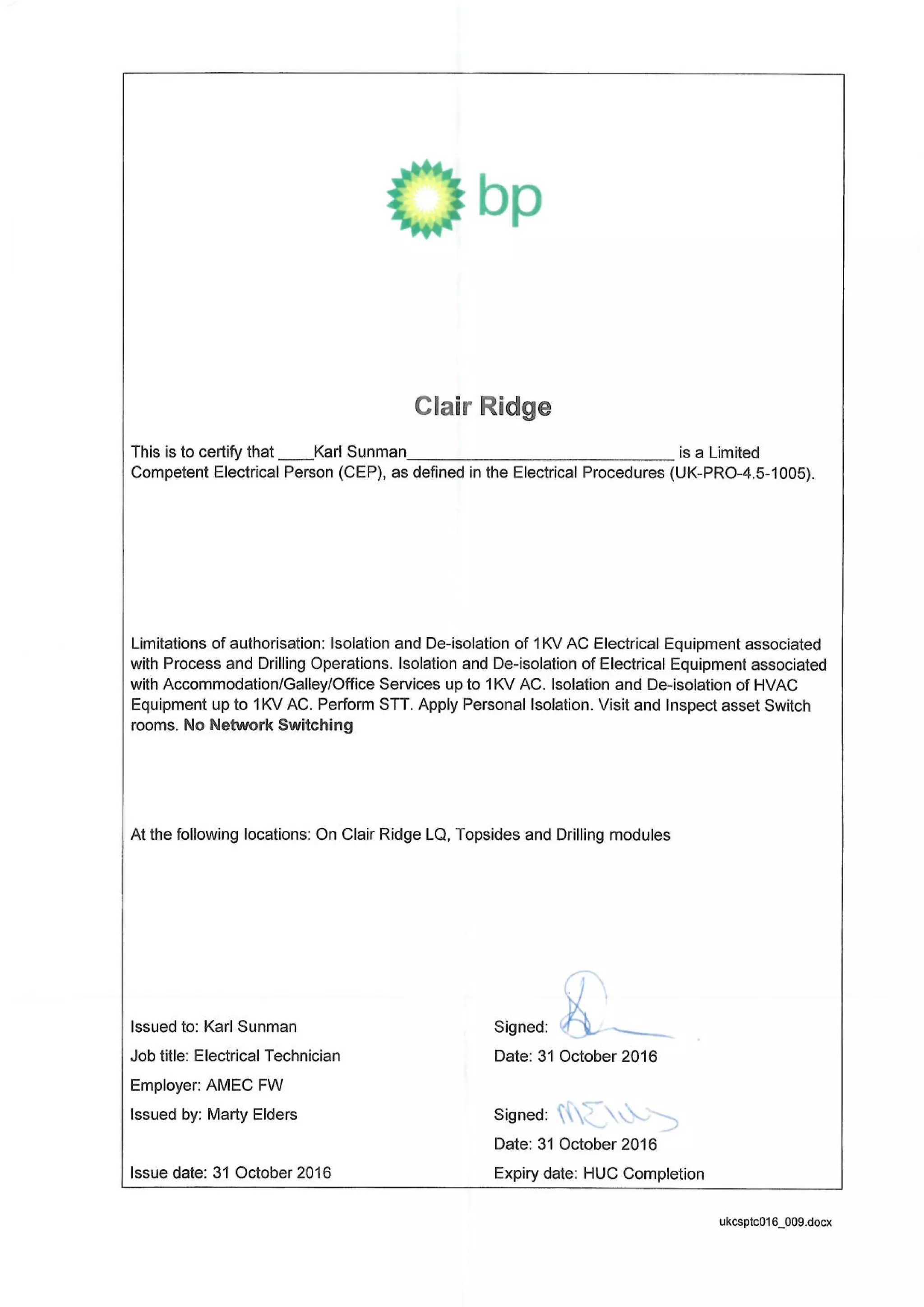 -BP CEP Electrical Procedures | PDF