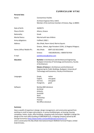 CV & Portfolio Pavlidis_150306 | PDF