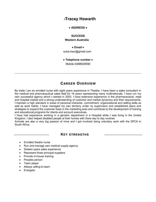 Tracey Howarth CV Aug 2015 | PDF