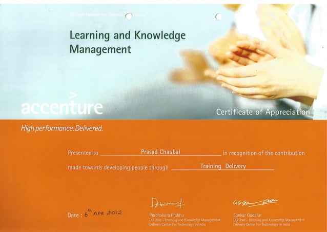 Accenture learning knowledge management appreciation | PDF