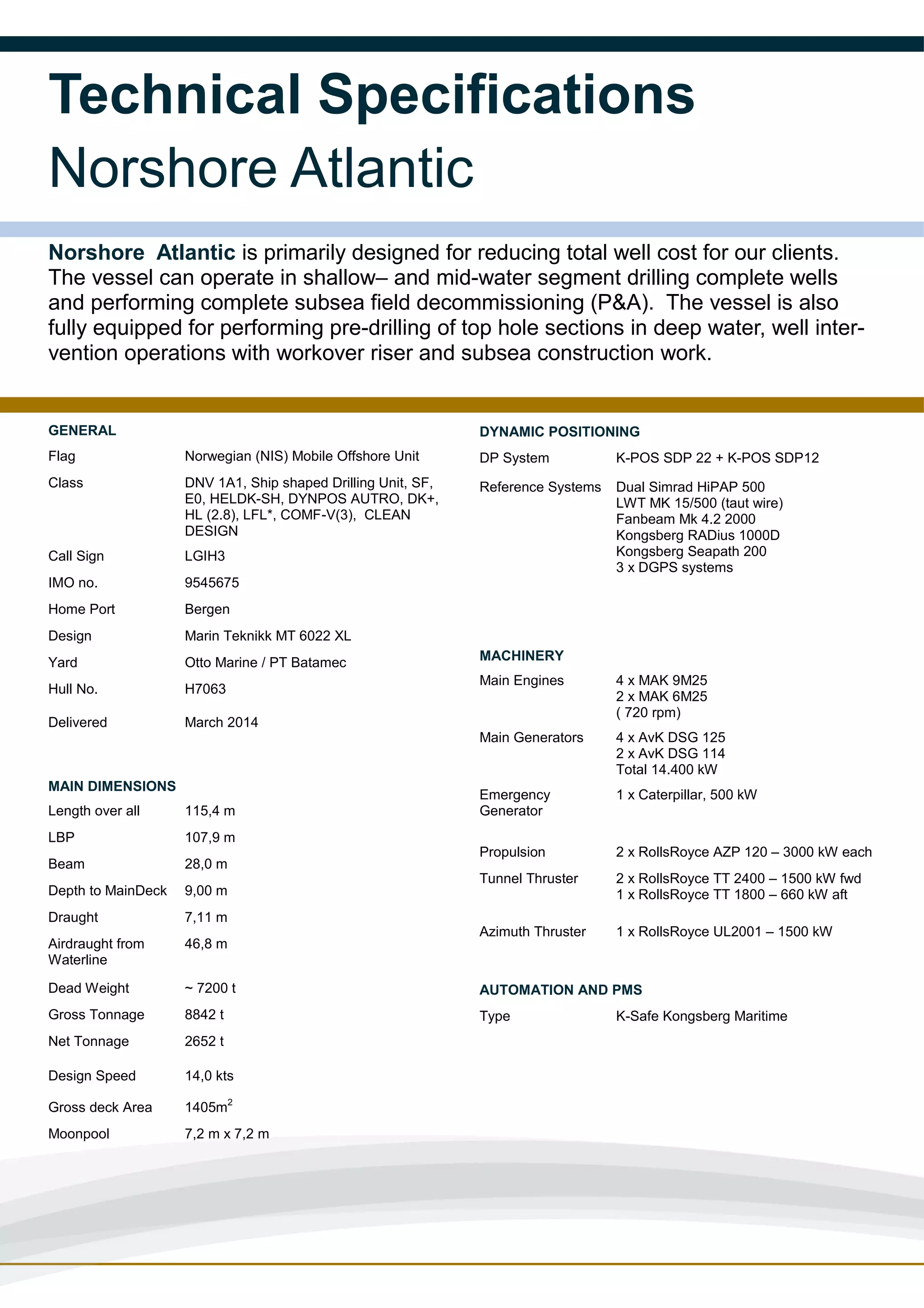 Norshore Atlantic specifications | PDF