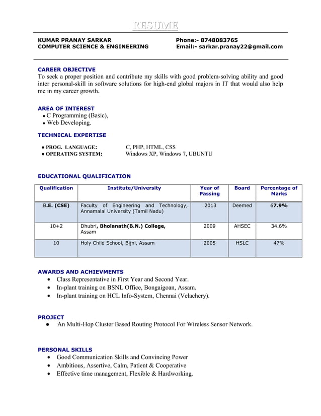 pranay resume | PDF