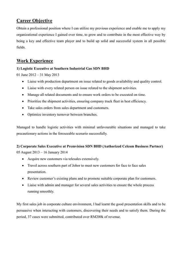 Chen Jie Sheng Resume | PDF