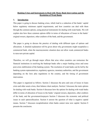 Banking Crises and Instruments to Deal With Them (1) | PDF