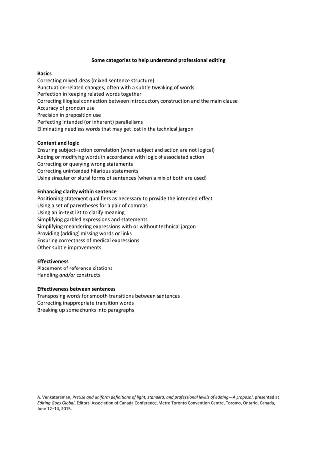 Handout 6--Some categories to help understand professional editing | PDF