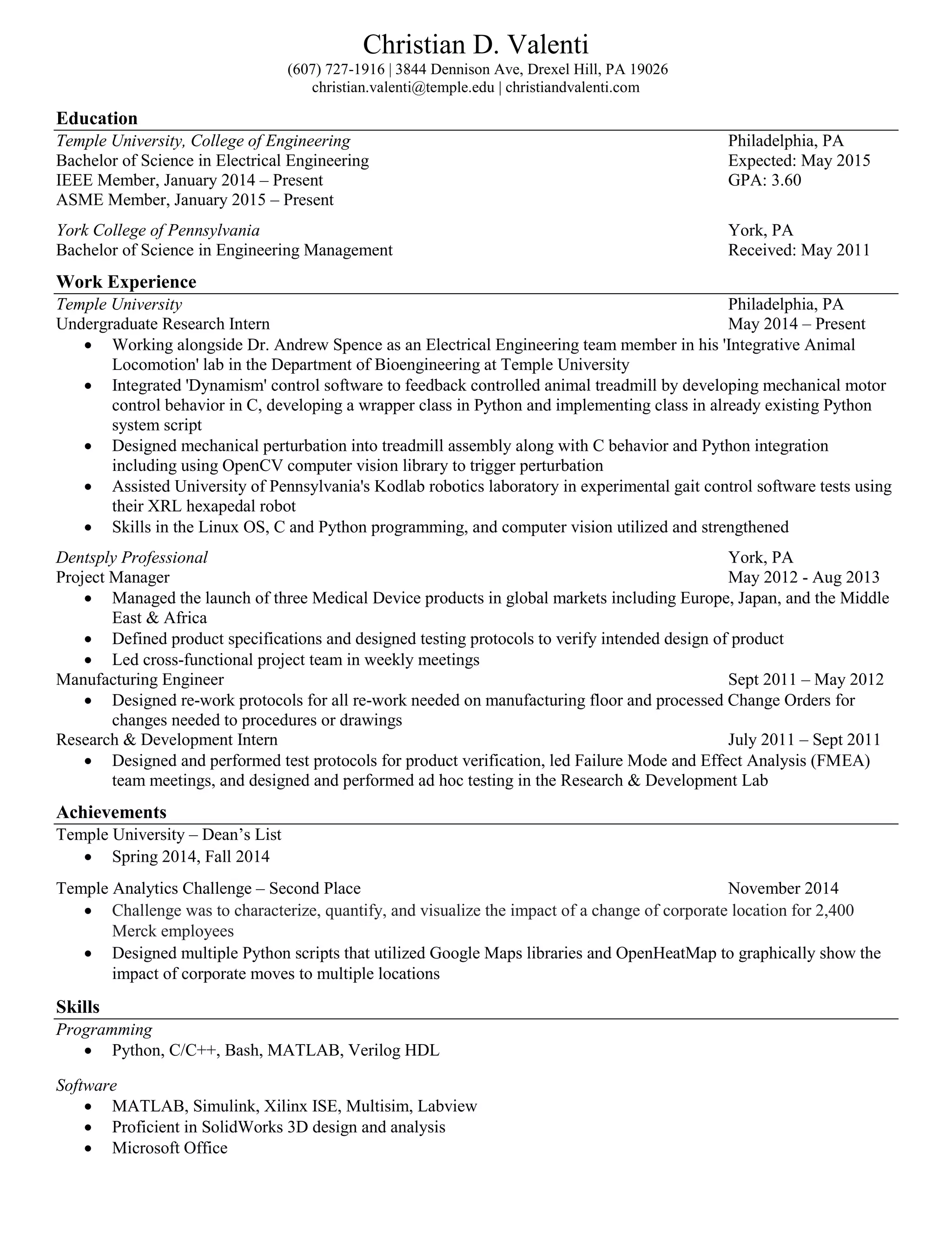 Christian Valenti Resume 01_31_2015 | PDF | Programming Languages ...