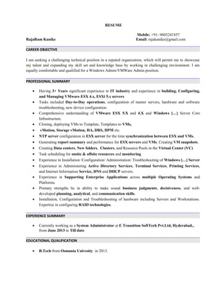 VMWare_resume | PDF