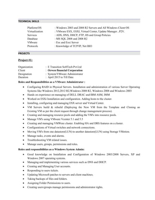 VMWare_resume | PDF