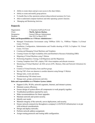 VMWare_resume | PDF