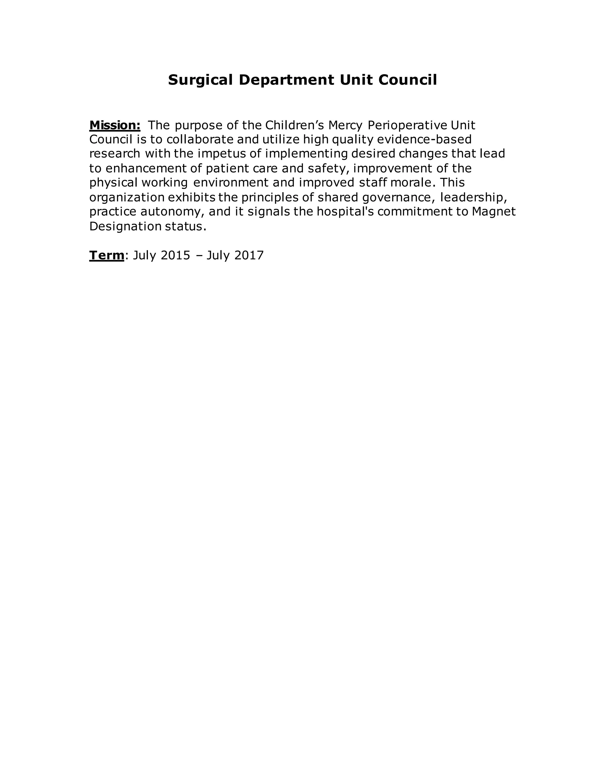 Surgical Department Unit Council | DOCX