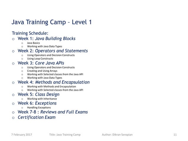 Java Training Camp Level 1 Intro | PPT