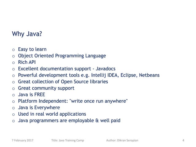 Java Training Camp Level 1 Intro | PPT