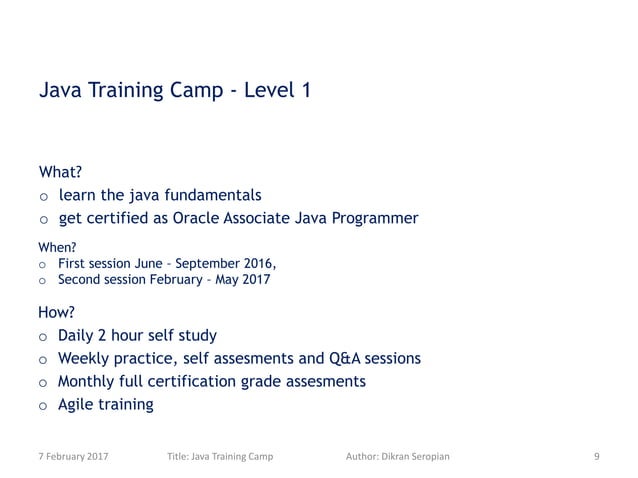 Java Training Camp Level 1 Intro | PPT