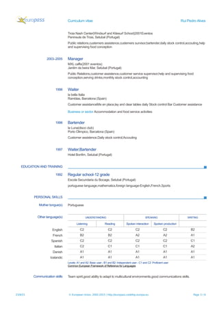 cv final | PDF | Bars & Restaurants | Attractions