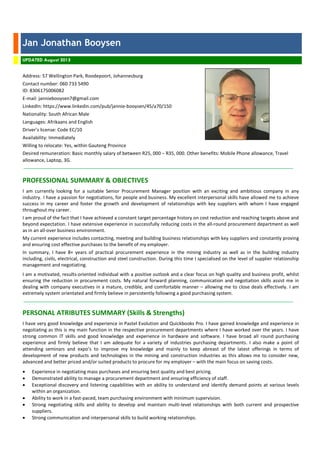 CV_JannieBooysen_Sept2015 | PDF