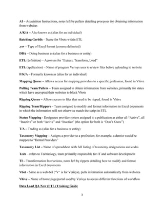 ETL - Data Load QA New Training Guide | DOC