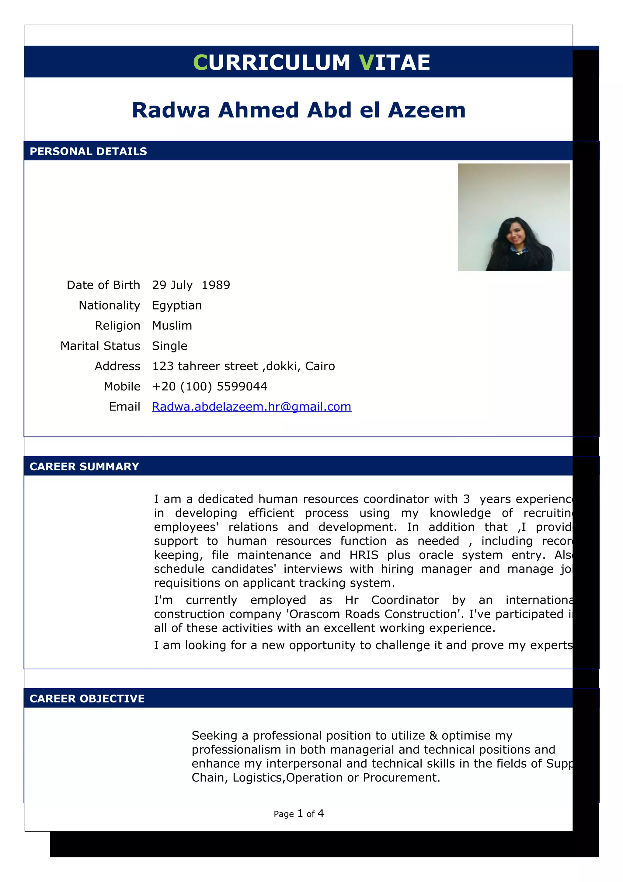 Radwa's cv | PDF