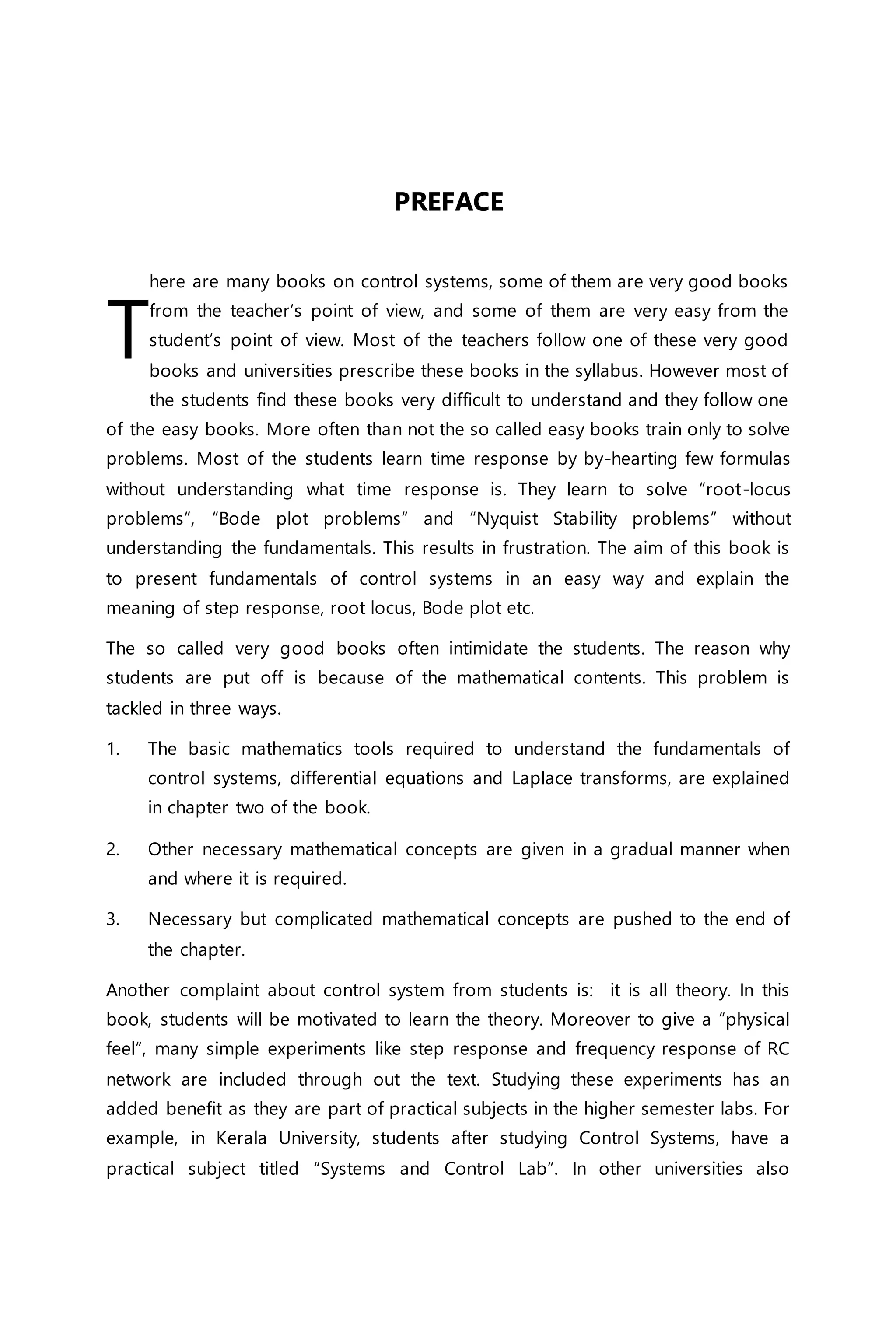 Control System Book Preface TOC | DOCX | Educational Assessment | Education