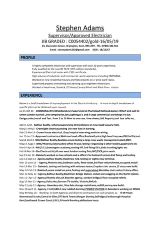 stephen Adams CV oct 2016 | ODT