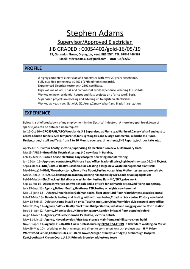 stephen Adams CV oct 2016 | ODT