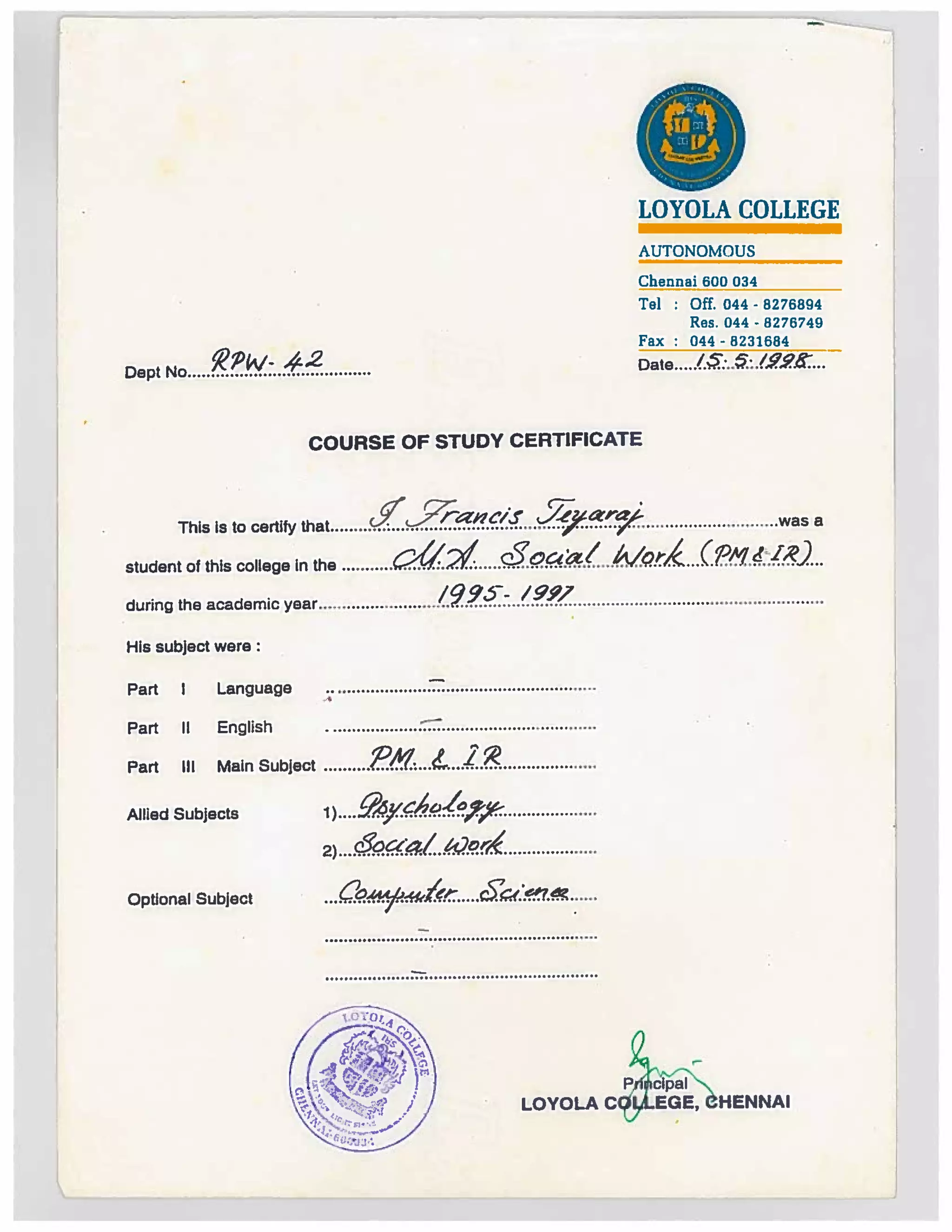 MA-PM&IR,Psychology,Social Work,Computer Science | PDF