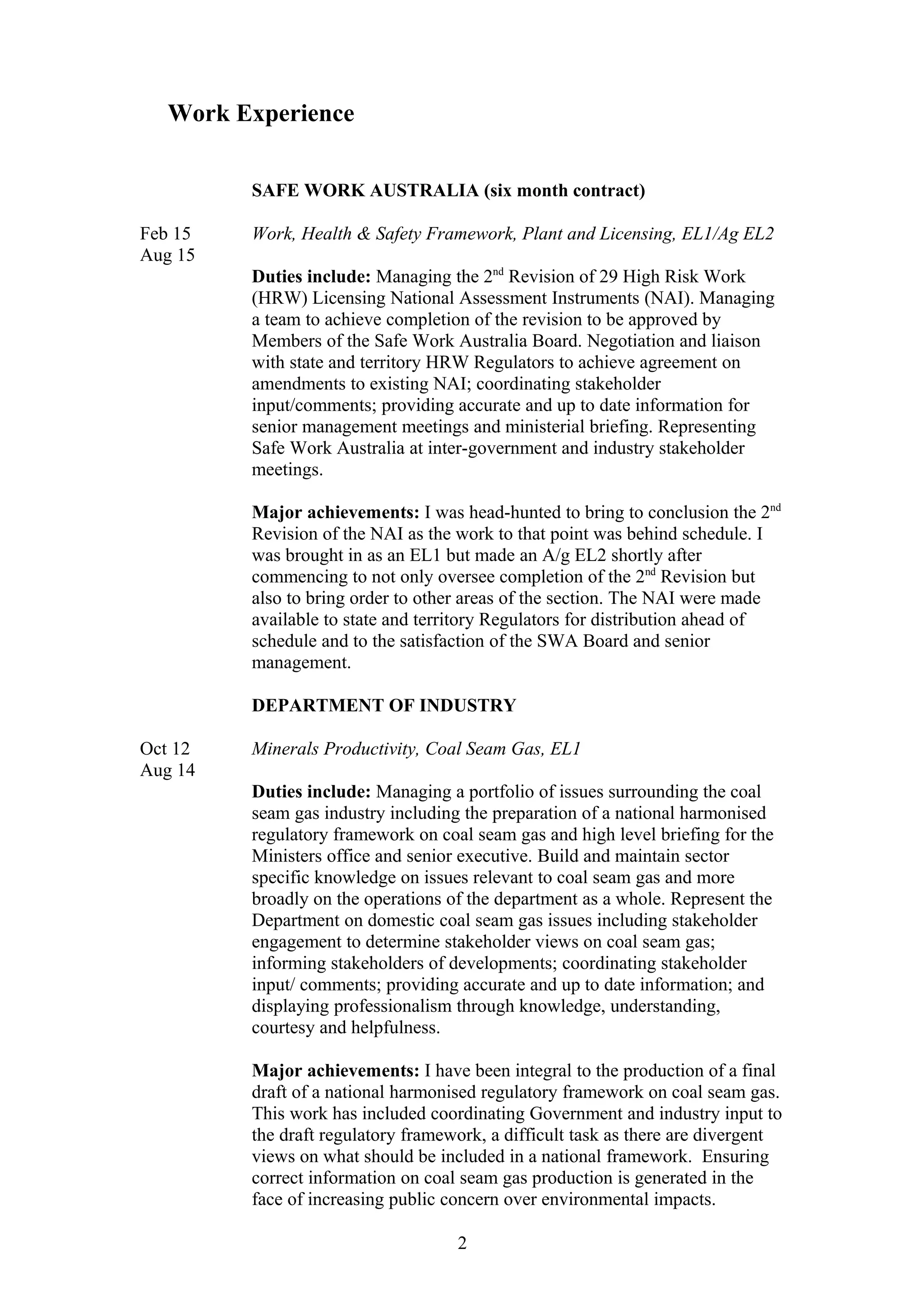 Andrew Russack CV - August 2015 | DOC | Travel