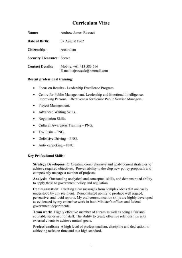 Andrew Russack CV - August 2015 | PDF