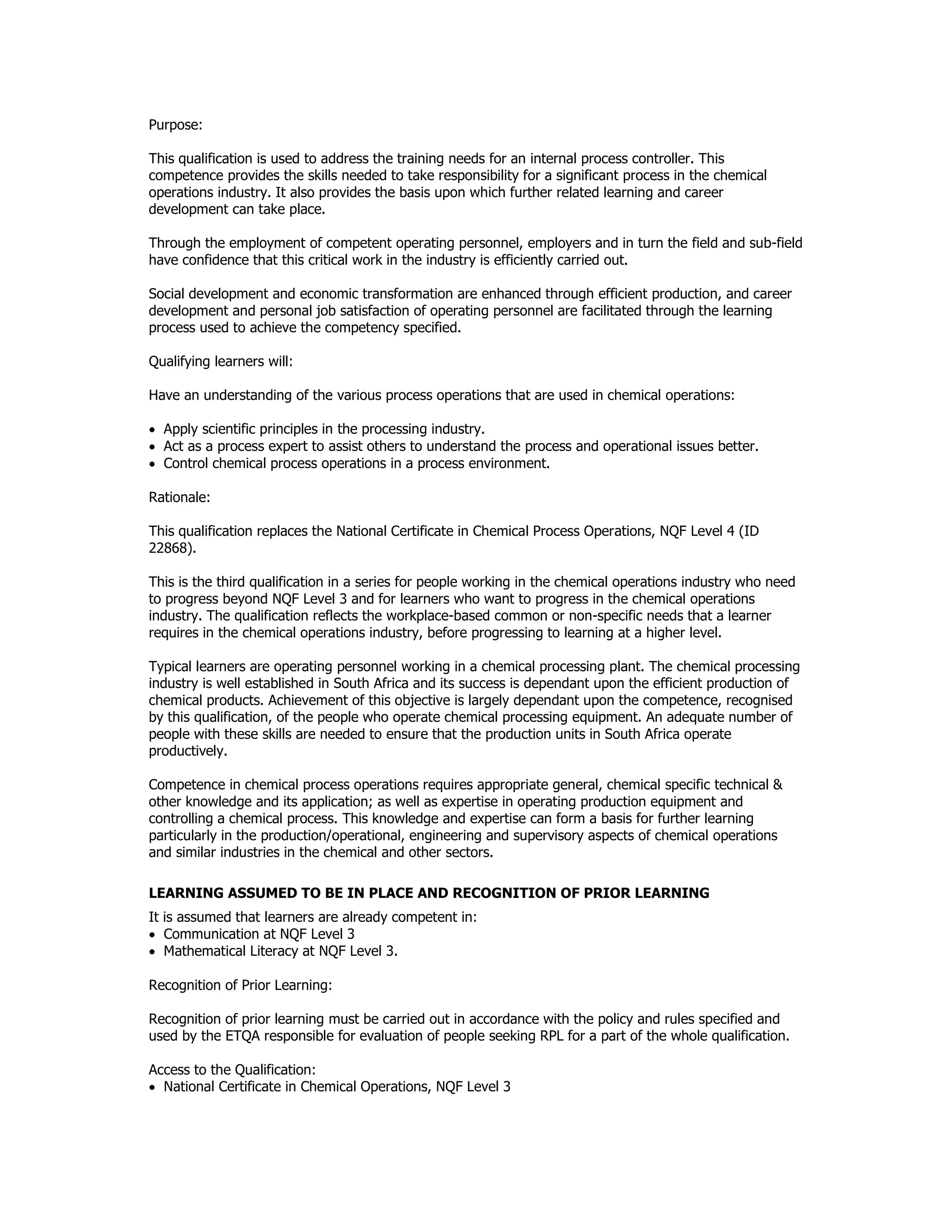 NQF 4 - South African Qualifications Association | PDF | Educational ...