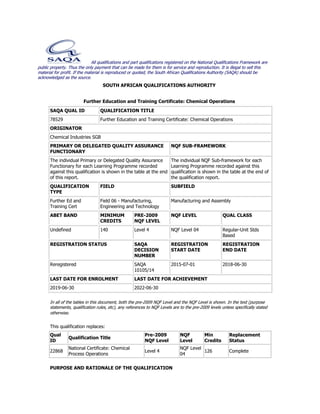 NQF 4 - South African Qualifications Association | PDF | Educational ...