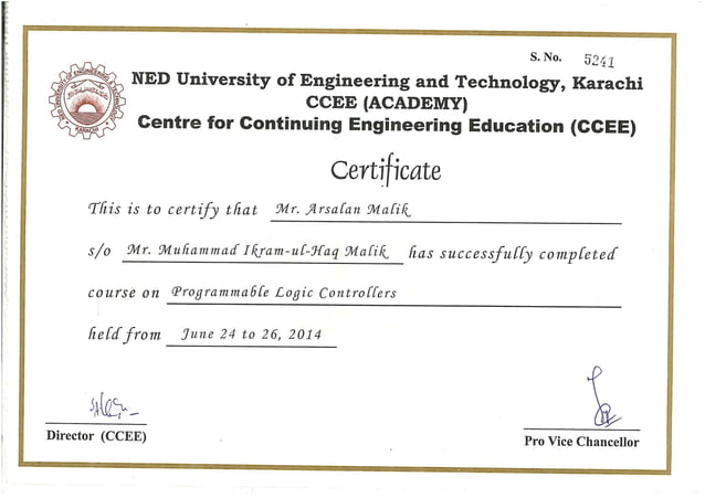 N.E.D PLC CERTIFICATION | PDF