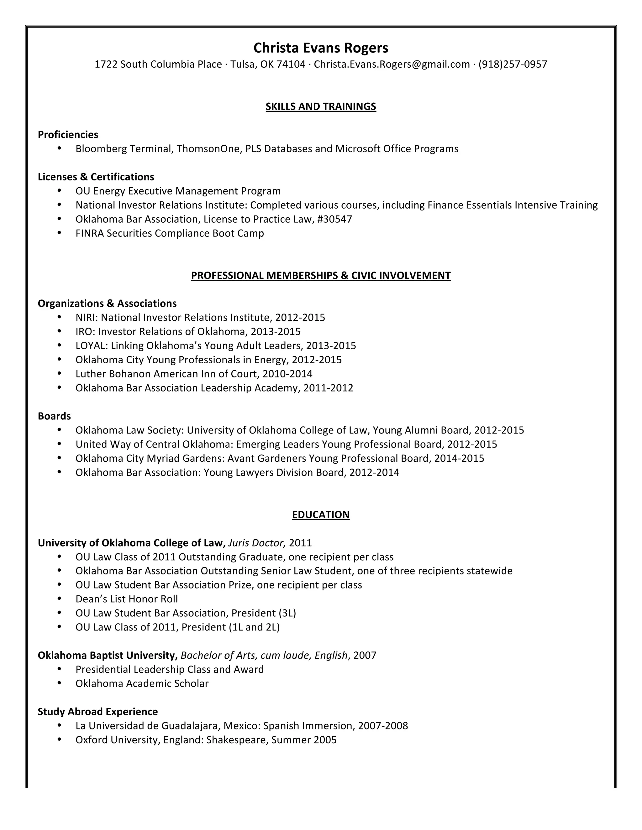 6.2.15 Christa Evans Rogers Resume | PDF