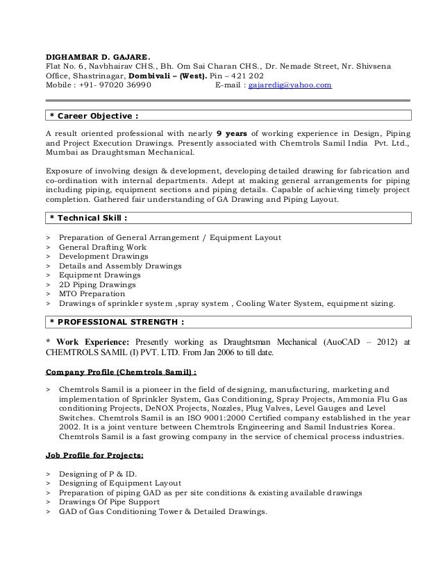 Resume-Draughtsman Mechanical