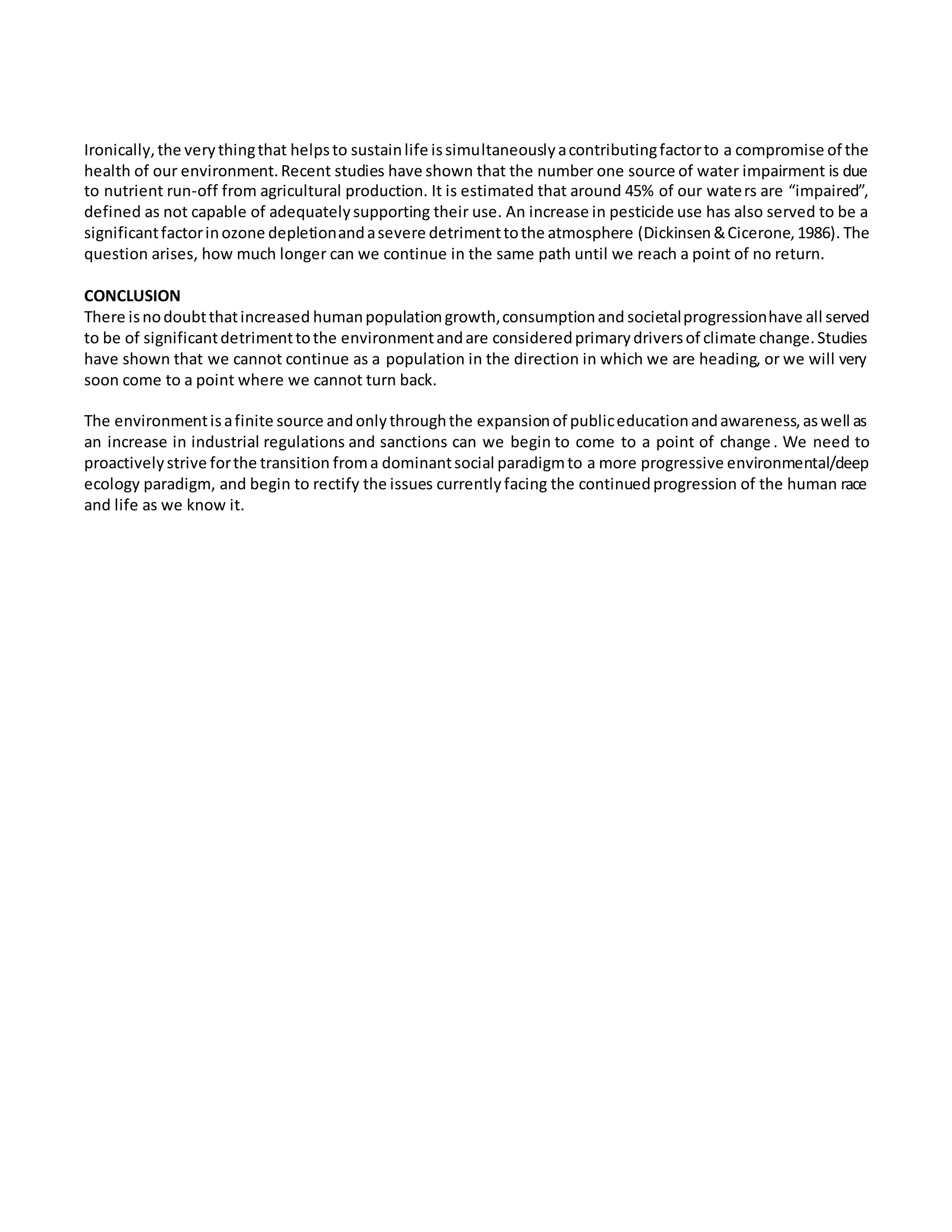 Analysis On Human Population & Consumption on Environment | PDF