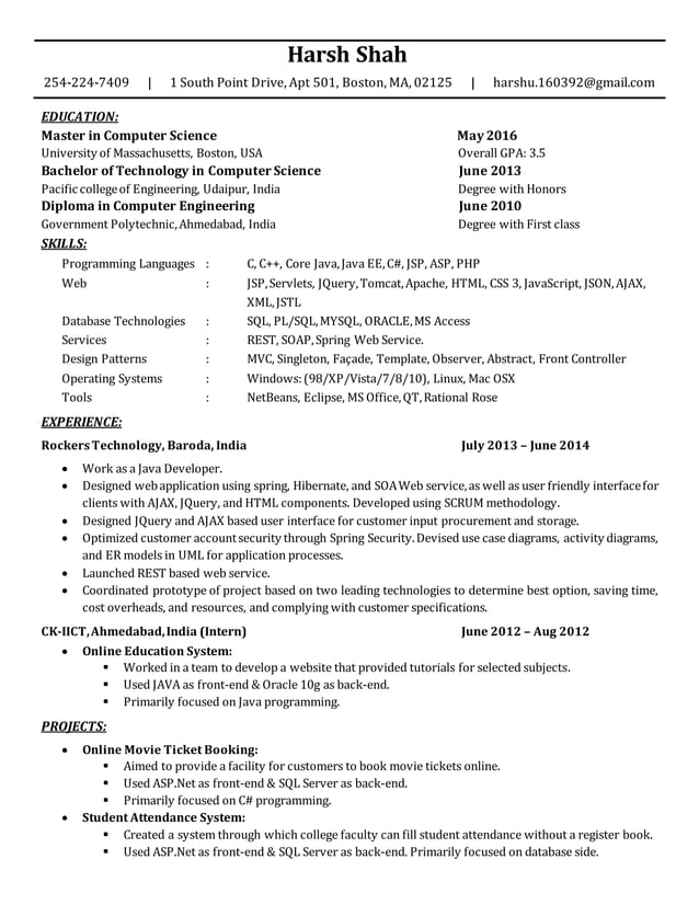 Resume-Harsh-Shah | PDF