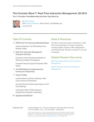 The Forrester Wave - Real Time Interaction Management | PDF