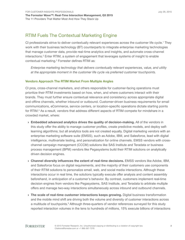 The Forrester Wave - Real Time Interaction Management | PDF